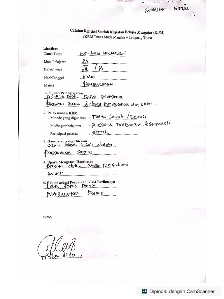 Catatan Refleksi Paket B Mapel IPA | PDF