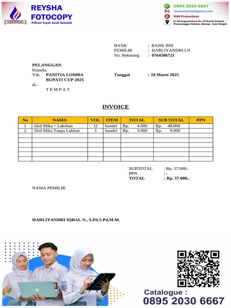 Invoice Panitia Lomba Bupati Cup 2025 | PDF