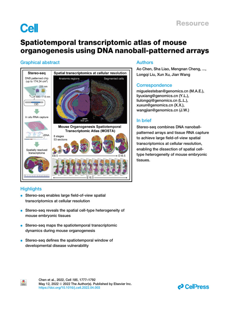 Spatiotemporal Atlas of Mouse Organogenesis | PDF | Hippocampus Anatomy ...