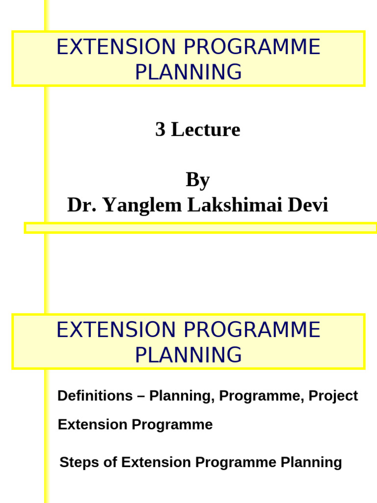 Extension Programme Planning | PDF | Evaluation | Goal