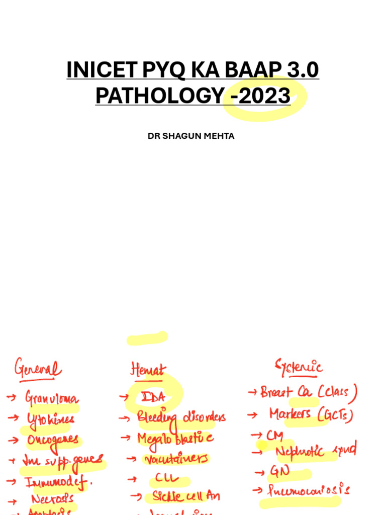 Pathology INICET PYQ @dams - New - Robot | PDF | Apoptosis | Blood Plasma