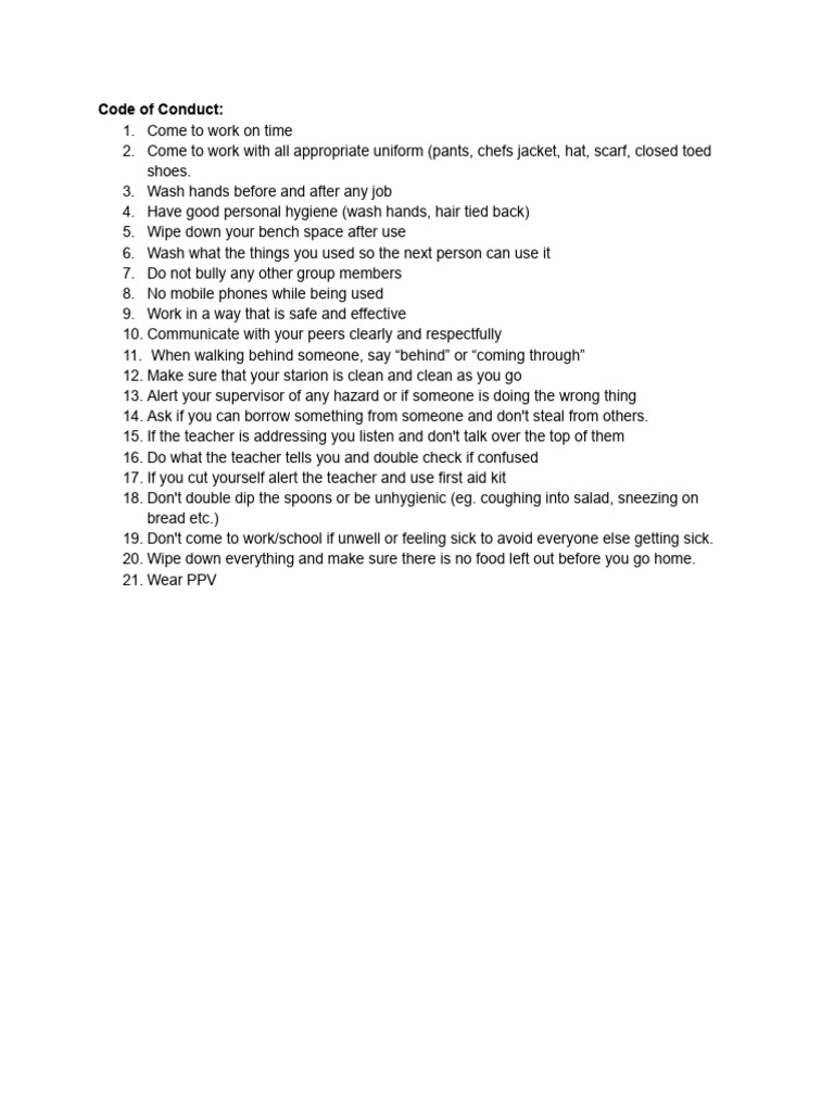 Essential Workplace Code of Conduct | PDF