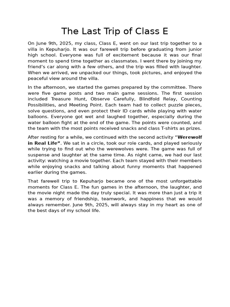 The Last Trip of Class E | PDF