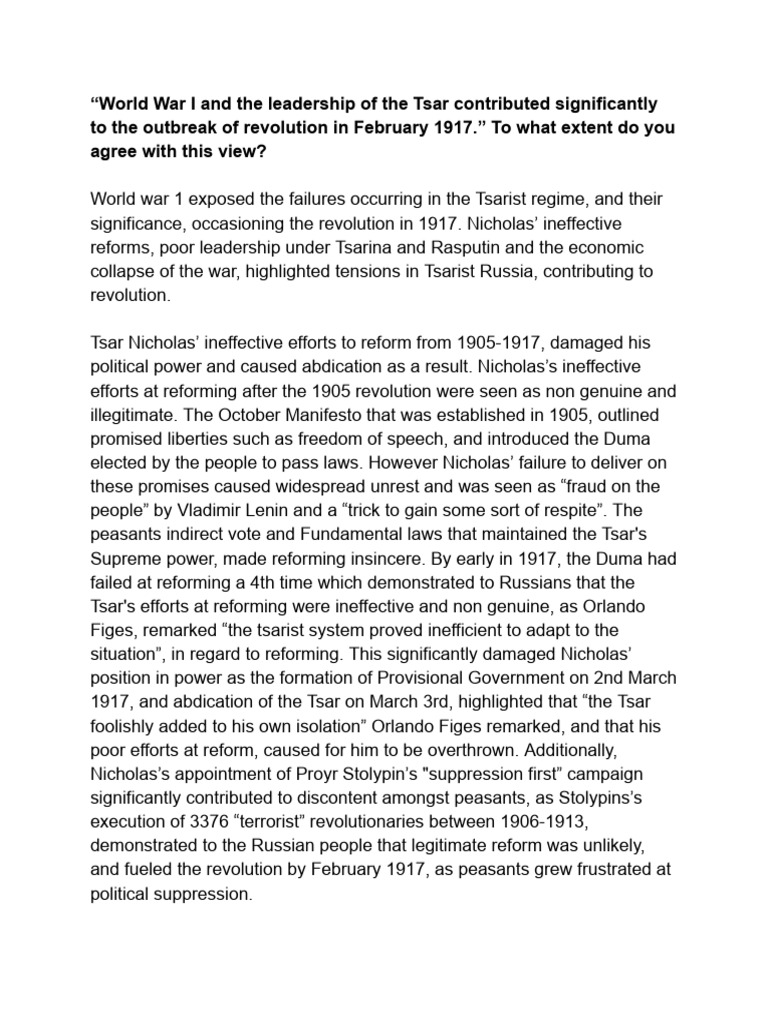 Felix Essay Practice 2 | PDF | Russian Empire | Russian Revolution