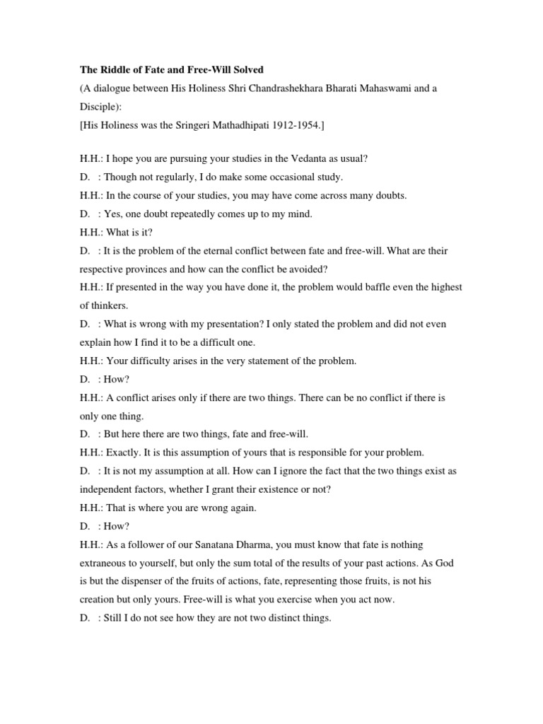 Fate and Free Will | PDF | Karma | Free Will