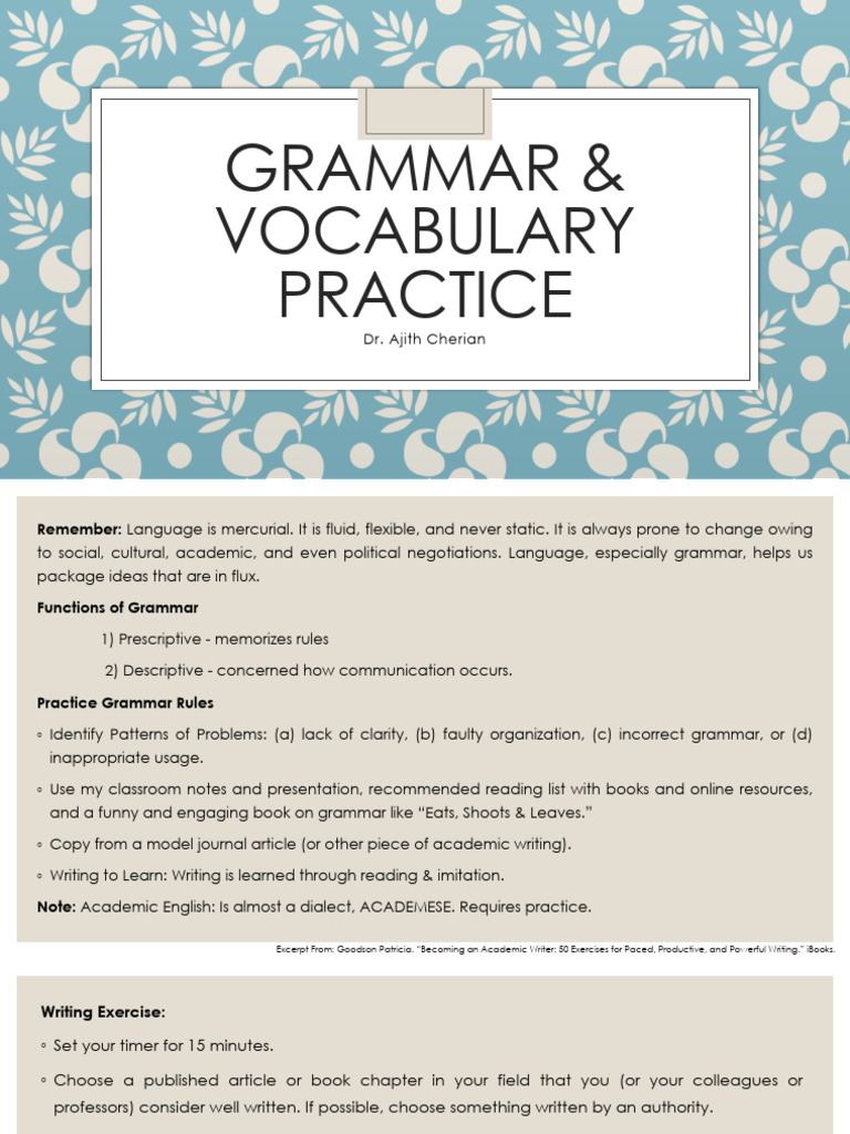 Grammar Vocabulary Practice | PDF | Human Communication | Linguistics