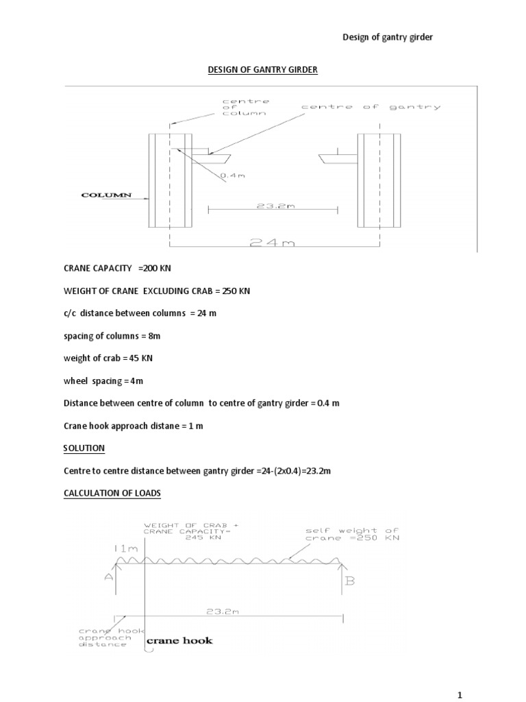 Gantry Girder Design Calculations | PDF | Crane (Machine) | Applied And ...