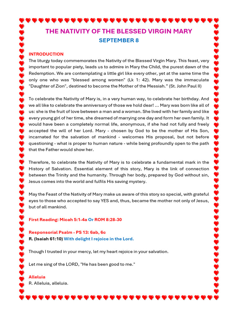 English Print - Nativity of BVM | PDF | Mary, Mother Of Jesus | Prayer