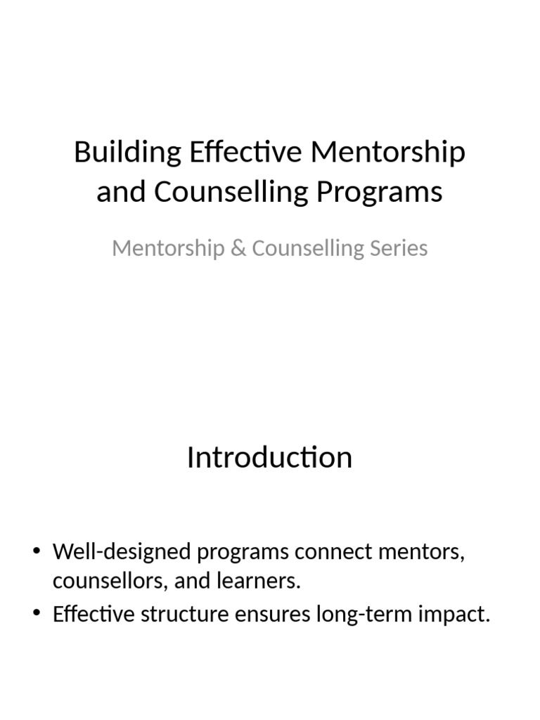 Effective Mentorship and Counselling Programs | PDF