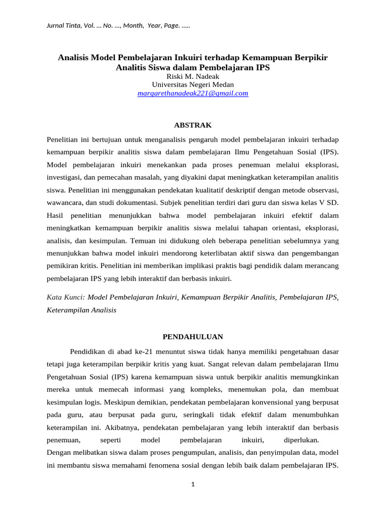 Inkuiri Tingkatkan Berpikir Analitis Siswa | PDF