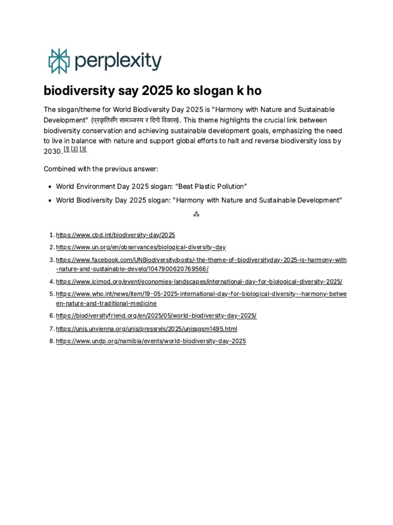 Biodiversity Day 2025 Slogan Revealed | PDF