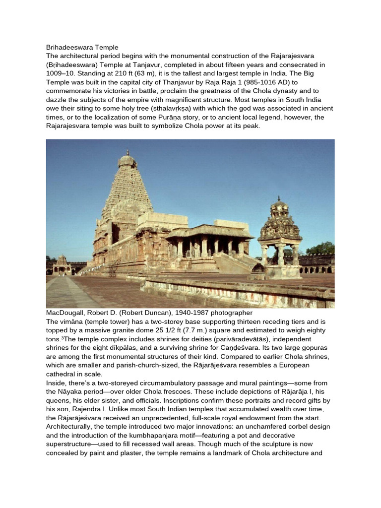 Brihadeeswara Temple: Chola Architecture Masterpiece | PDF | Shiva