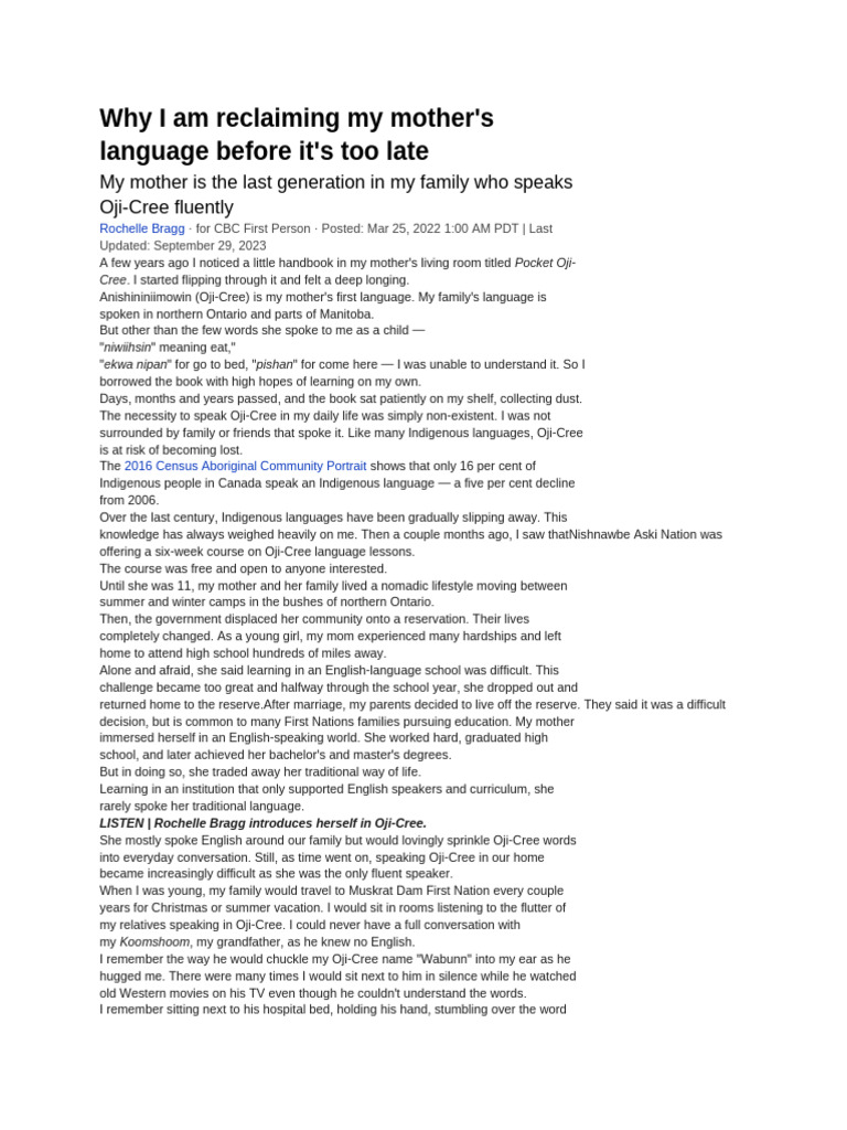 Reclaiming Oji-Cree Language Heritage | PDF