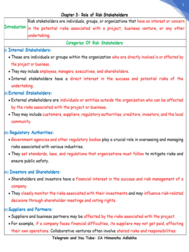 SET C_PAPER 1_RM_CHAPTER 3 | PDF | Risk Management | Risk