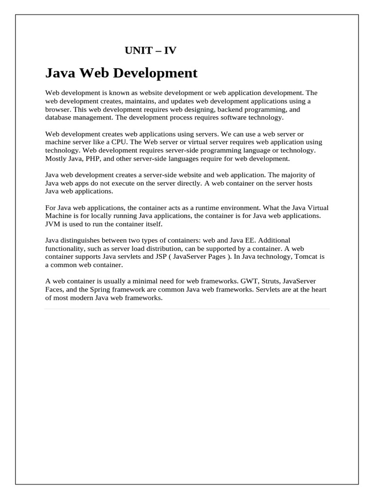 Java Web Development Overview and Technologies | PDF | Object Oriented ...
