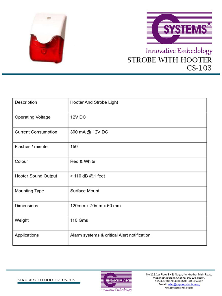 Strobe and Hooter Specifications | PDF
