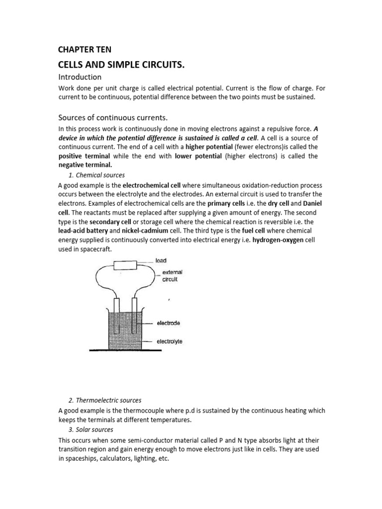 Cells and Simple Circuits Explained | PDF | Electric Current ...