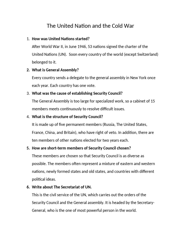 The United Nation and The Cold War | PDF | Cold War | United Nations
