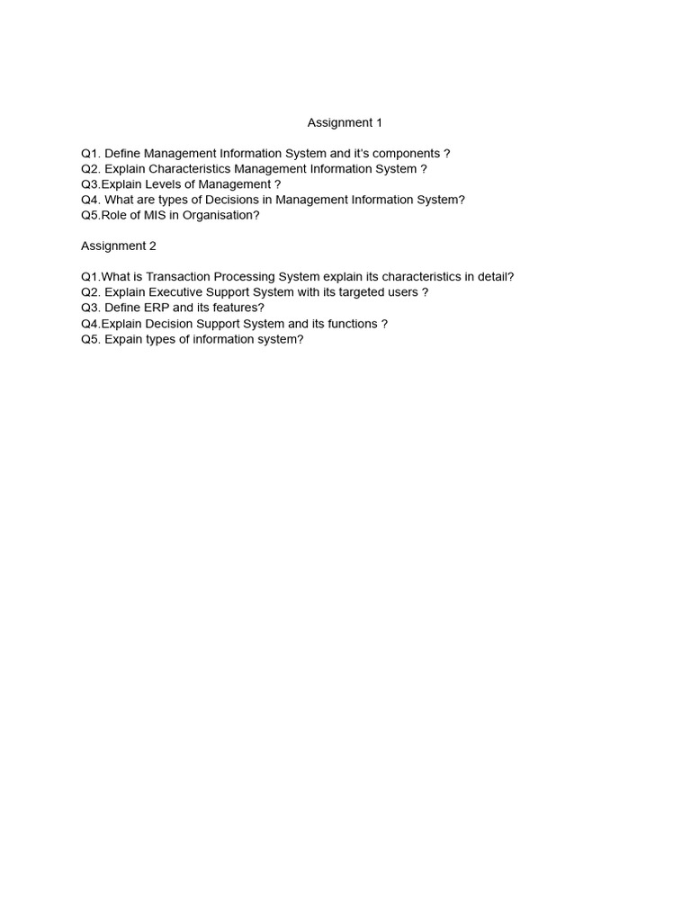 MIS Assignment PDF | PDF