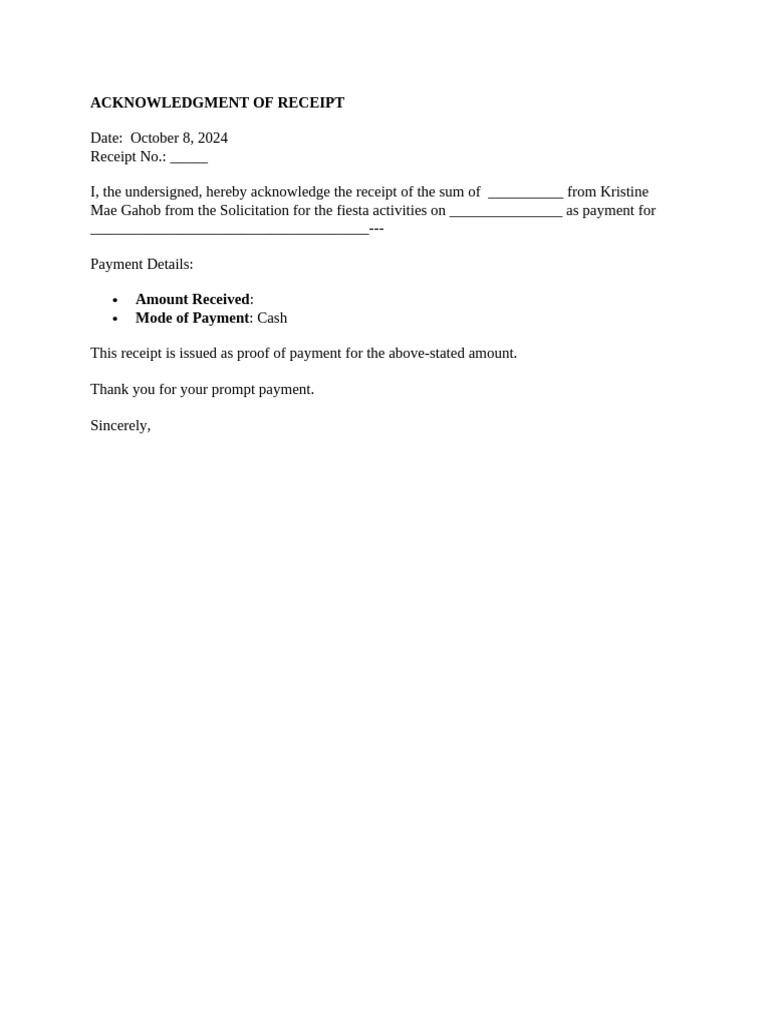 Acknowledgment of Receipt | PDF