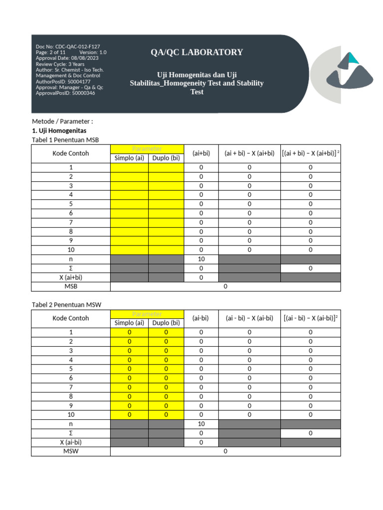 CDC-QAC-012-F127 Uji Homogenitas dan Uji Stabilitas_Homogeneity Test ...