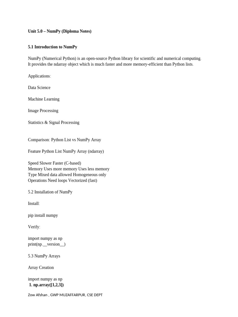 NumPy Basics: Arrays, Operations & I/O | PDF | Mathematics