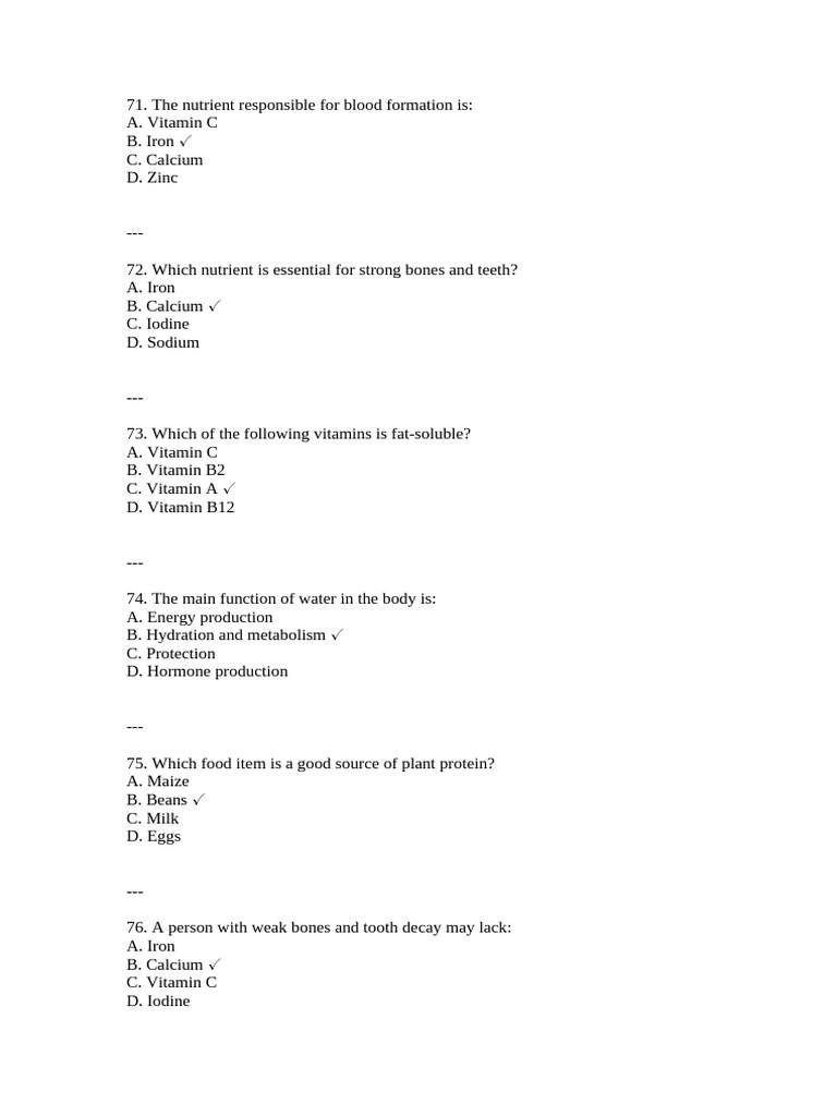 Serie Two of House Hold Nutrition Objectives | PDF | Vitamin | Nutrients