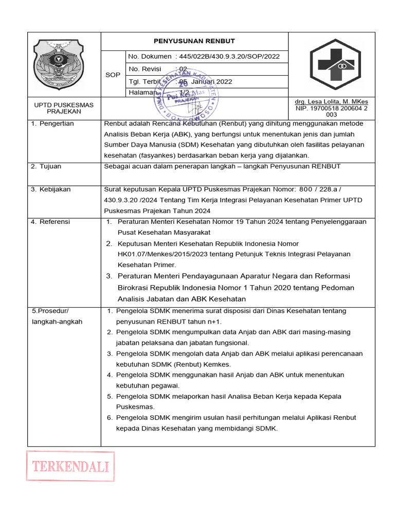 Penyusunan Renbut | PDF