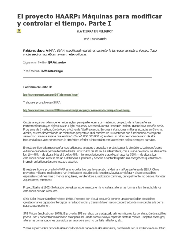 El Proyecto HAARP | PDF | Ionosfera | Tierra
