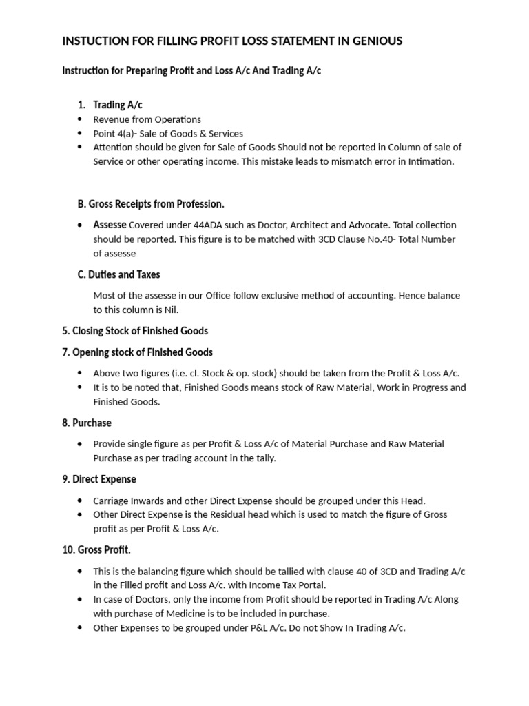 Instruction For Preparing PL BS in Genius | PDF | Income Statement ...