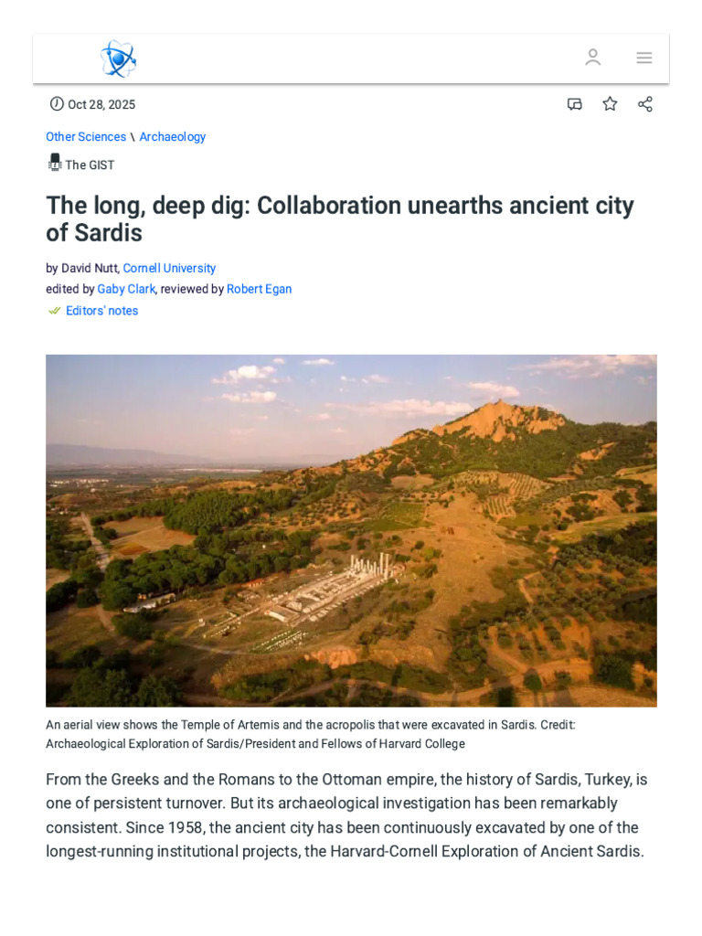 The Long, Deep Dig - Collaboration Unearths Ancient City of Sardis ...