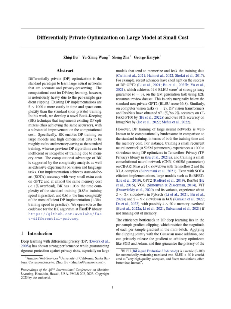 Differentially Private Optimization On Large Model at Small Cost | PDF | Gradient | Deep Learning