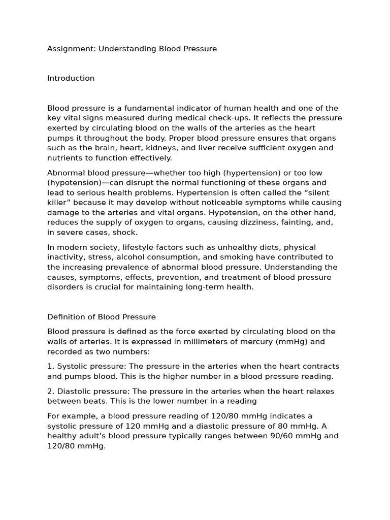 Blood Pressure | PDF | Blood Pressure | Hypertension