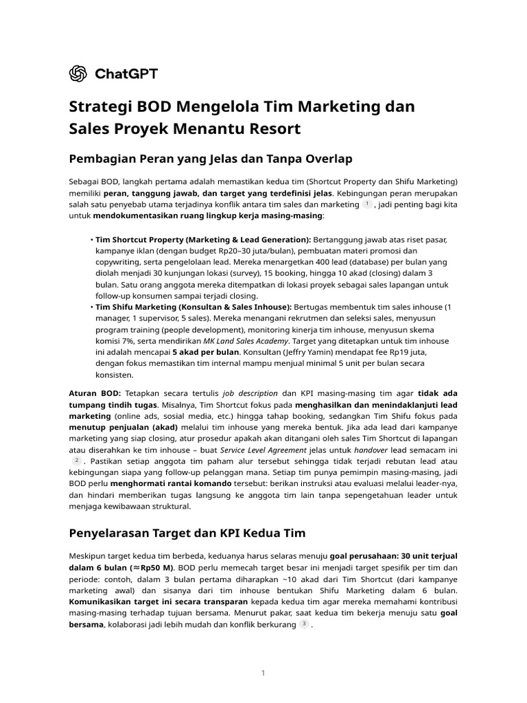Strategi BOD untuk Tim Marketing dan Sales | PDF