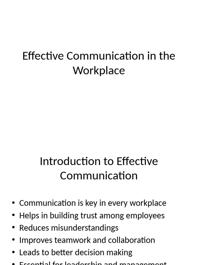 Effective Communication Workplace Final | PDF | Communication ...
