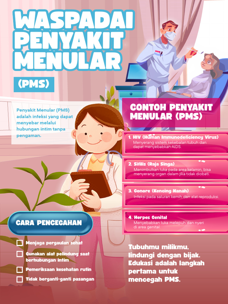 Poster Pencegahan Penyakit Menular Ilustratif Merah Muda Dan Biru ...