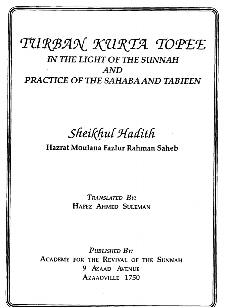 Sunnah Practices of Turban and Topee | PDF | Hadith | Ali