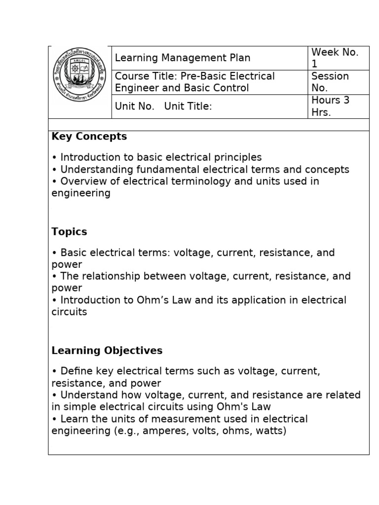 Basic Electricity Weekly LP | PDF | Series And Parallel Circuits | Electrical Network