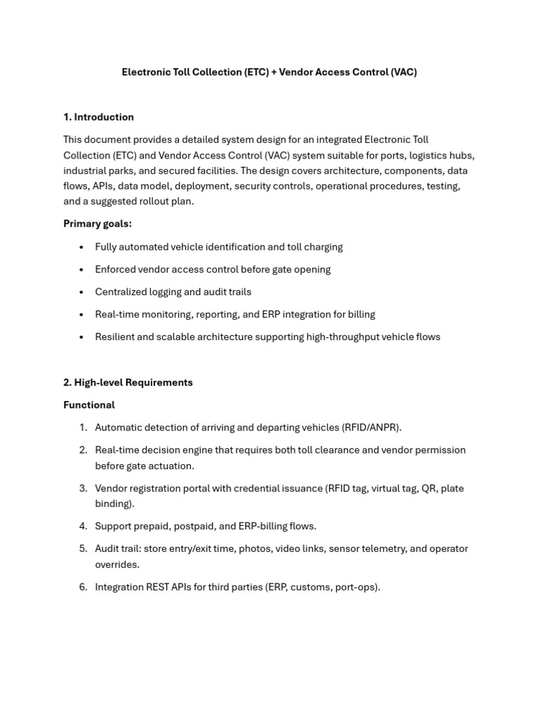 Electronic Toll Collection | PDF | Access Control | Computing