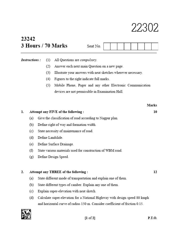 2024 Summer Question Paper | PDF | Road | Traffic
