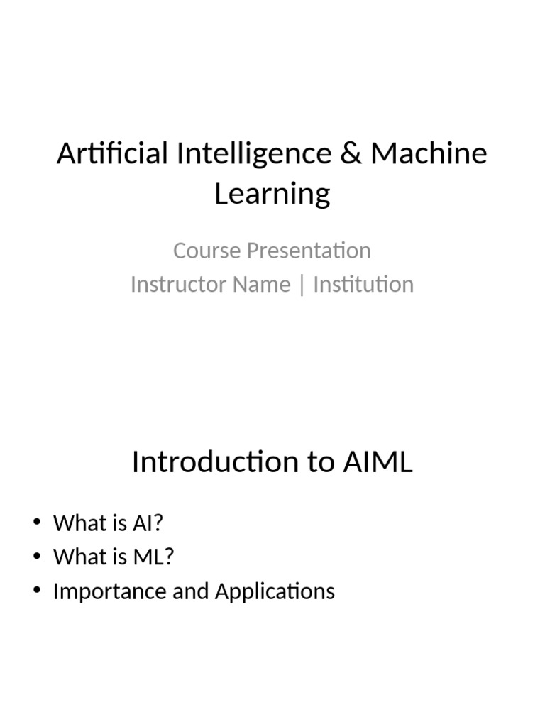 AIML Course Presentation | PDF