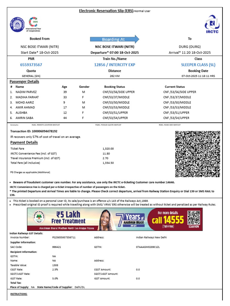 Ngp to Durg Ticket | PDF | Identity Document | Payments