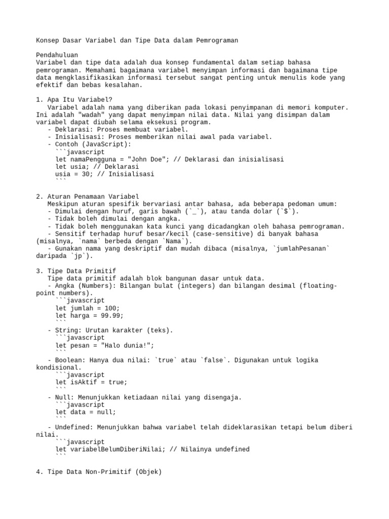 Konsep_Dasar_Variabel_dan_Tipe_Data_dalam_Pemrograman | PDF