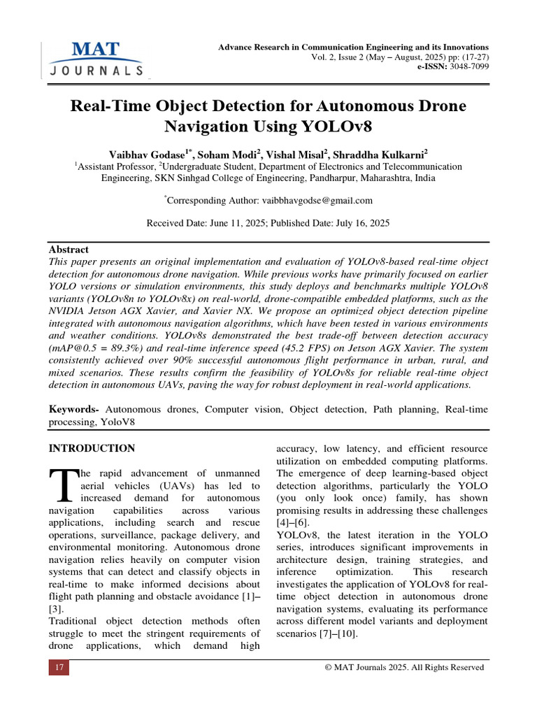 Real Time Object Detection For Autonomou | PDF | Unmanned Aerial ...