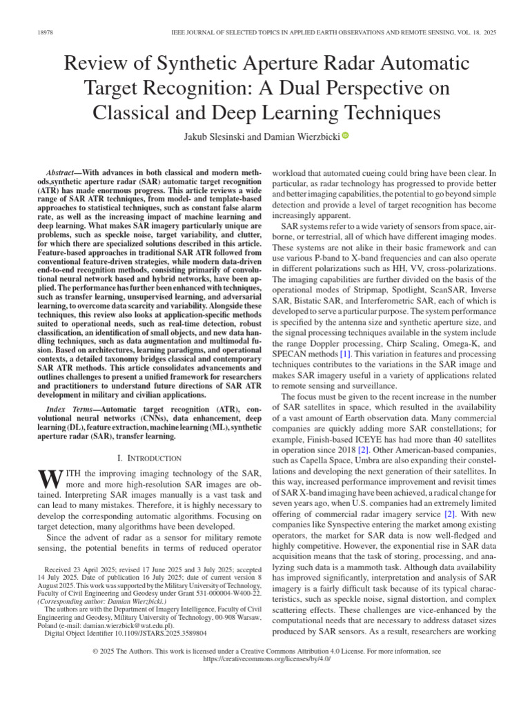Review of Synthetic Aperture Radar Automatic Target Recognition A Dual ...