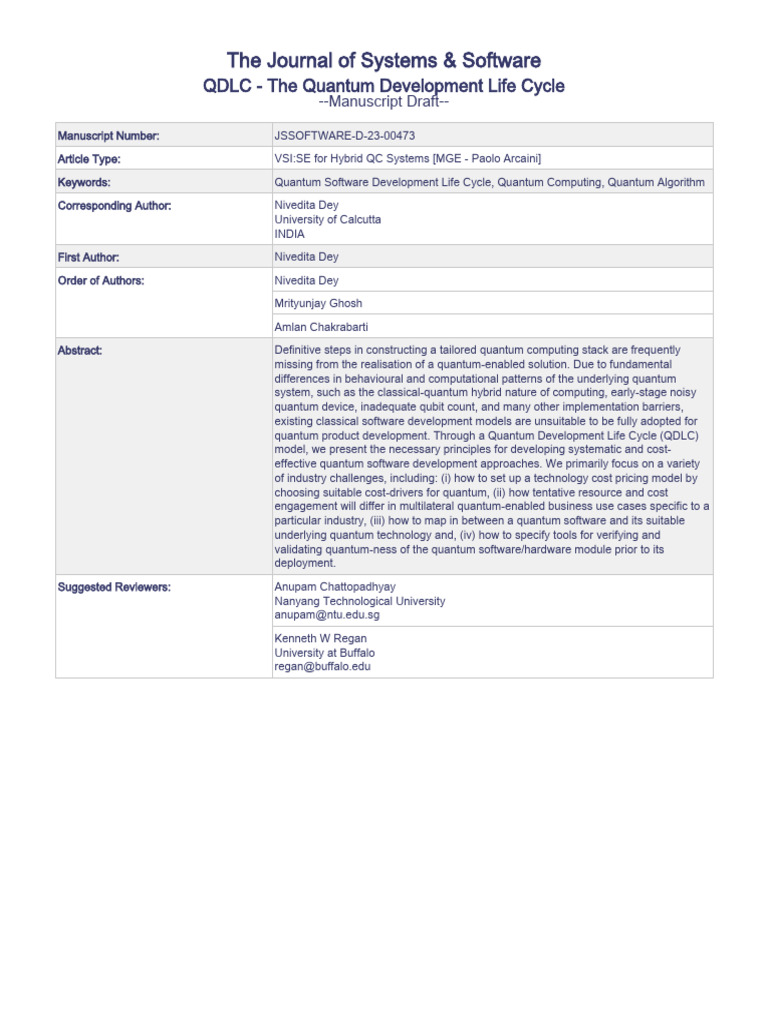 Quantum Development Life Cycle | PDF | Quantum Computing | Computer ...