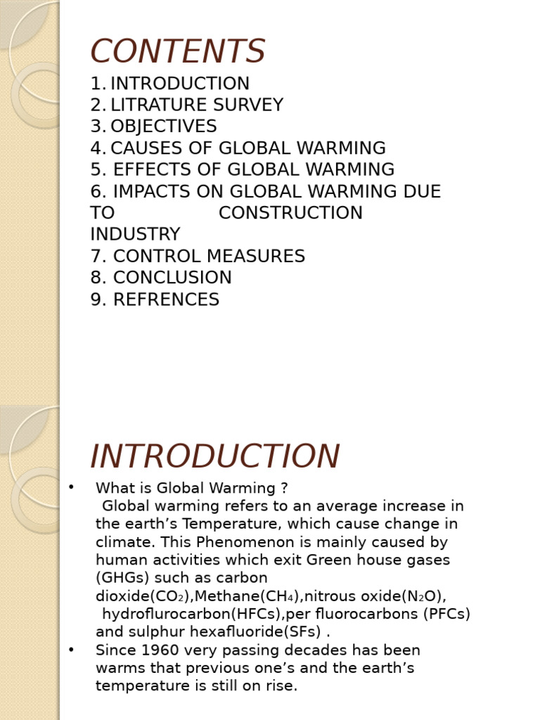 Global Warming: Causes and Construction Impact | PDF | Climate Change ...