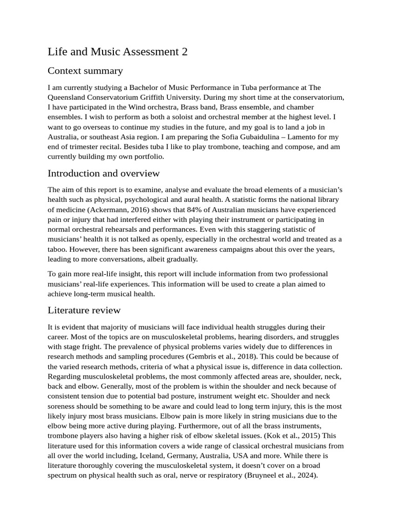 Musician's Health | PDF | Hearing | Orchestras