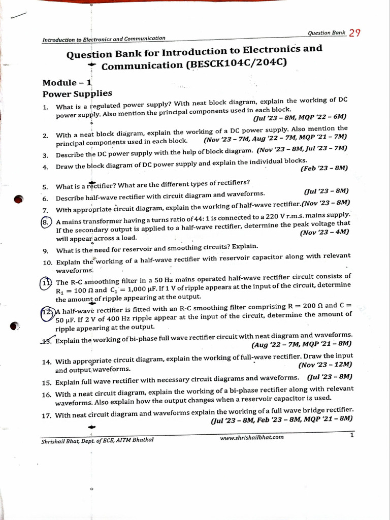 Electronics All Modules Question Paper | PDF