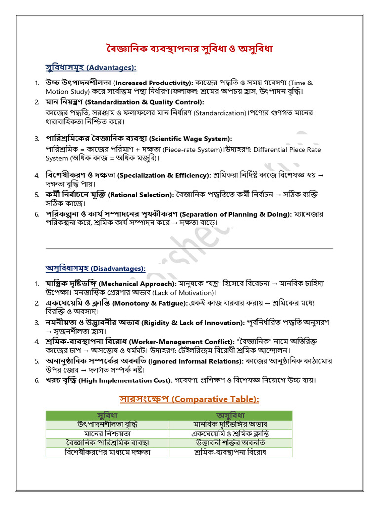 Merits and Demerits of Scientifiv Management Note-2 | PDF